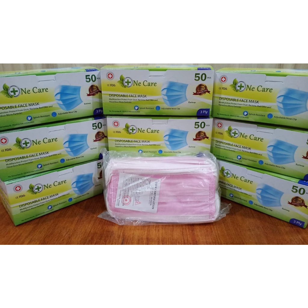 Jual Masker 3 PLY Earlop putih /hitam/pink/biru//50pcs | Shopee Indonesia