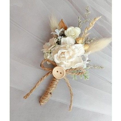 Jual boutonniere rustic cream putih coklat white blue mint biru dried ...