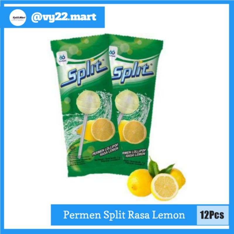 Jual Permen Lollipop Split Rasa Lemon 1 Renceng = 12 Pcs | Shopee Indonesia