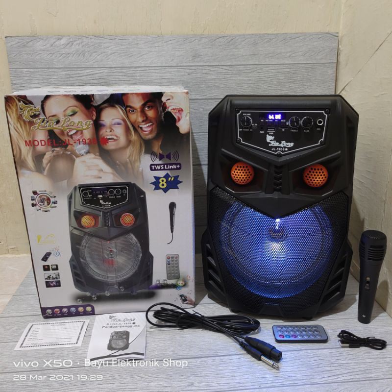 Jual SPEAKER BLUETOOTH JINLONG 8 IN JL-1938 FREE MIC+REMOTE - FULL BASS | Shopee Indonesia