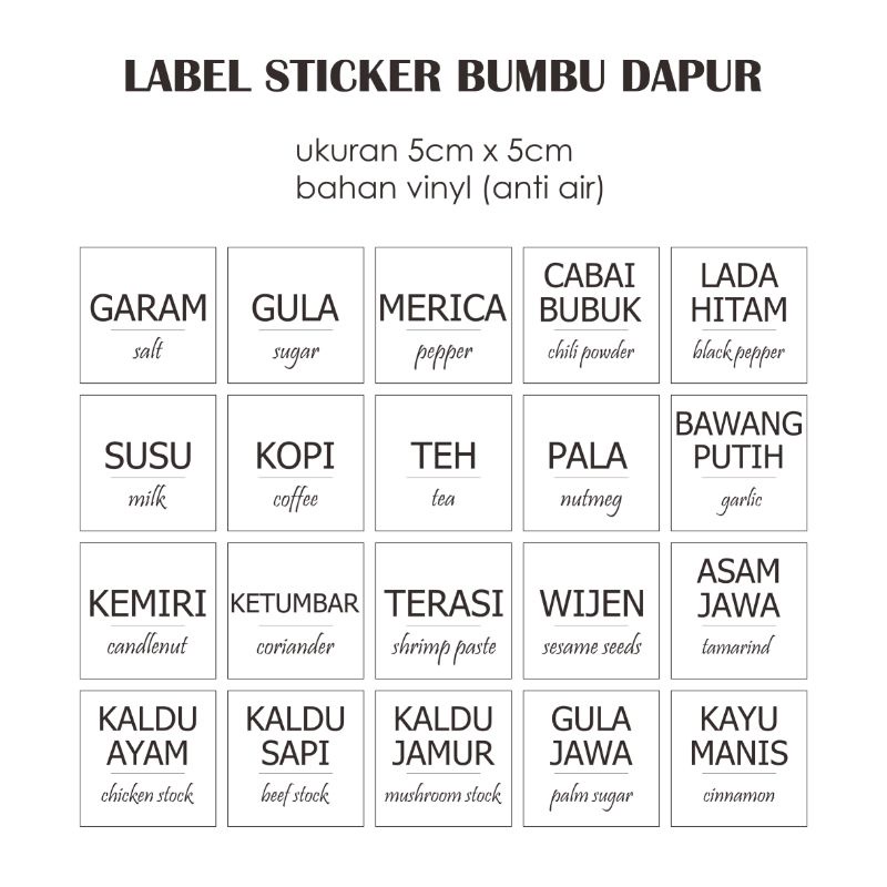 Jual Sticker label bumbu dapur / sticker bumbu / sticker bumbu anti air ...
