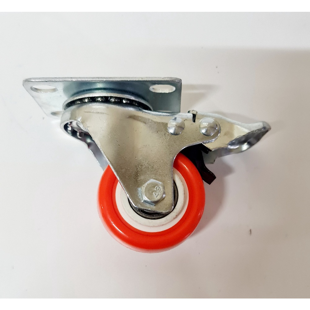 Jual Roda pu merah 1,5 inch taiwan tinggi 6 cm (putar+rem) | Shopee ...