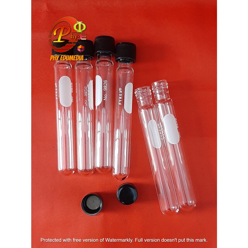 Jual Tabung Reaksi Drat Ulir PYREX / Test Tube Tutup Ulir With Screw ...