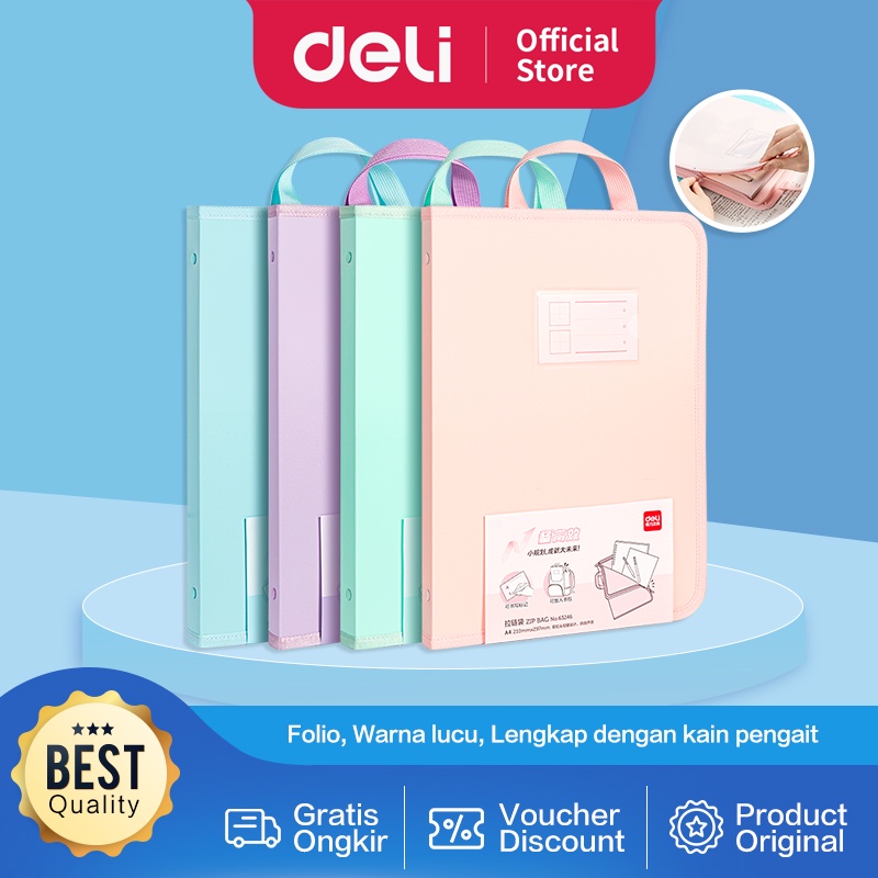 Jual Deli Zip Bag / Map Tas Folder Retsleting Ukuran A4 Lucu 63246 ...