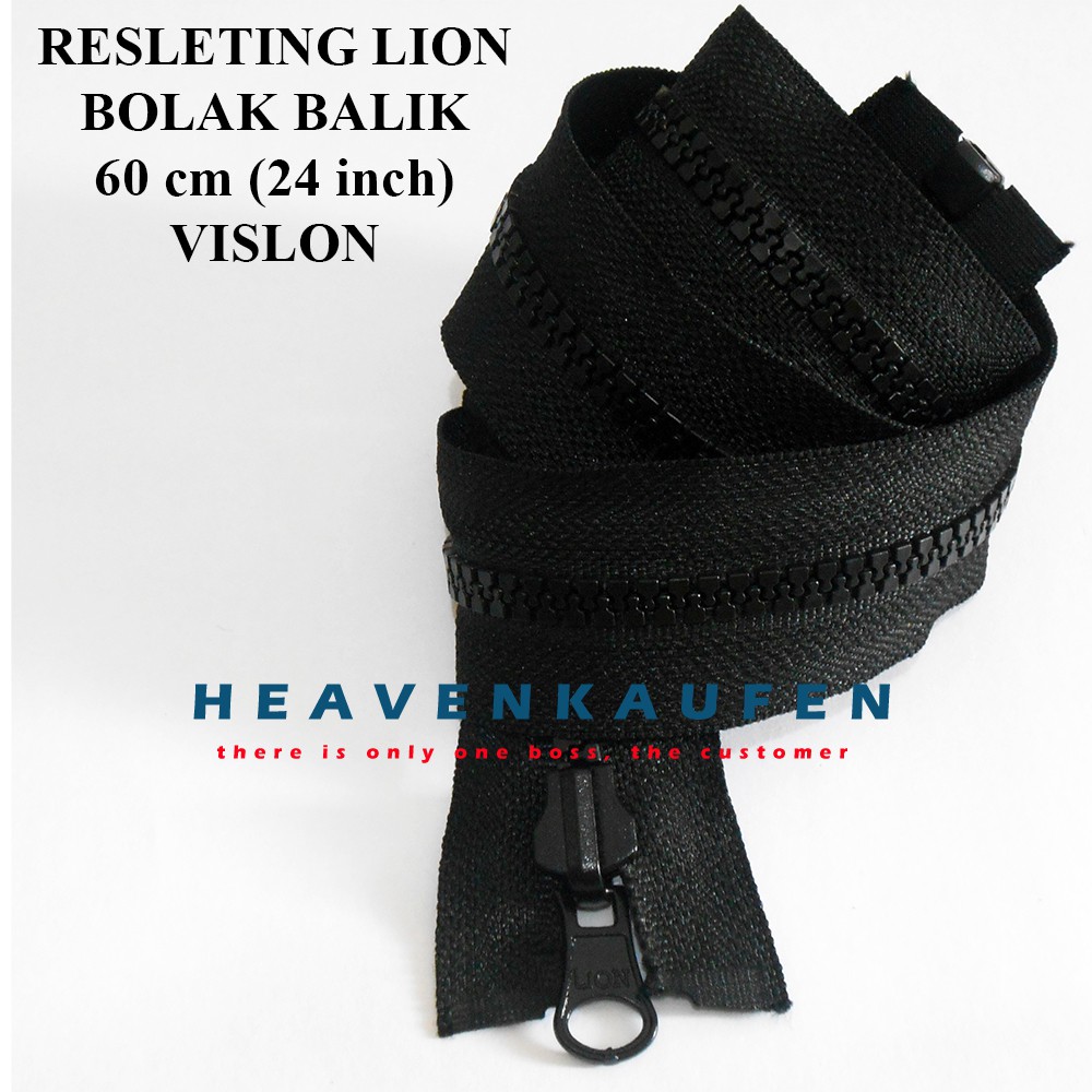 Jual Resleting Lion vislon 24" inchi 60 cm hitam Gigi Jagung plastik besar zipper jaket open end ...
