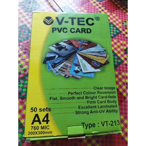 Jual KERTAS PVC ID CARD / BAHAN ID CARD V-TECH 200mm x 300mm/50Sets DYE ...