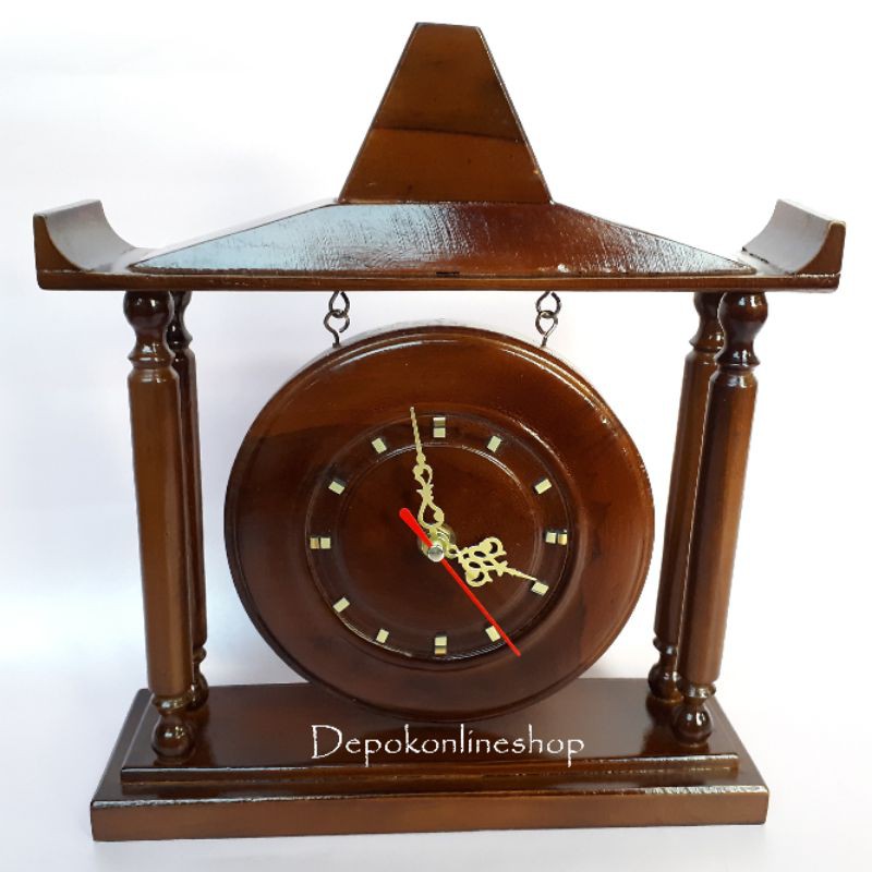 Jual Jam meja kayu jati bentuk atap joglo | Shopee Indonesia