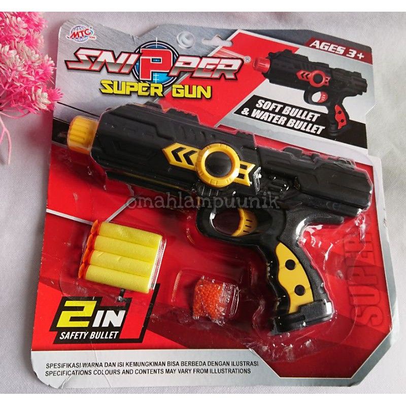 Jual mainan anak pistol nerf sniper super gun 2in1/pistol peluru busa ...