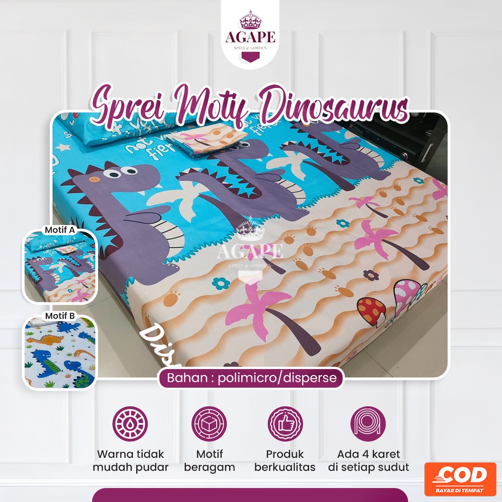 Jual Sprei Homemade Sarung Kasur Motif Dinosaurus Seprei 180x200 160x200 120x200 Kain Polimikro ...