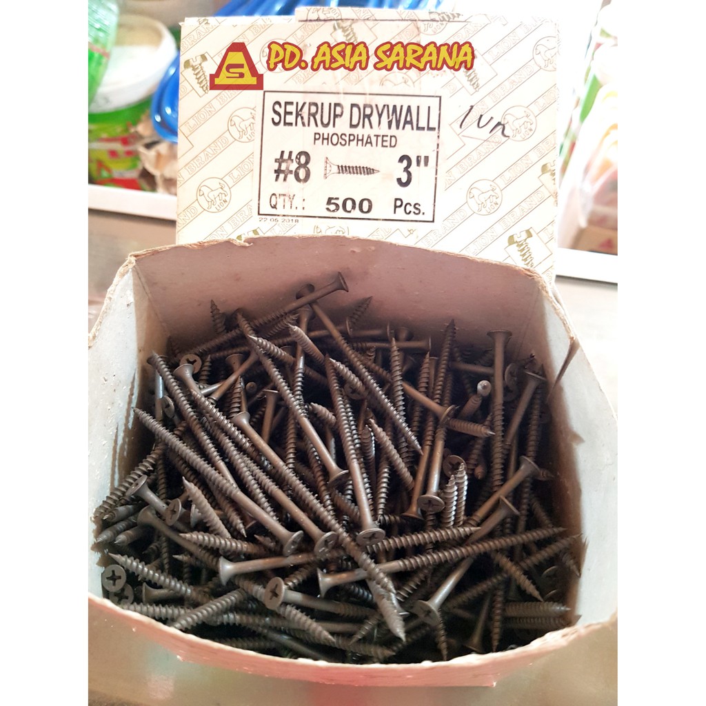 Jual [1 Dus] Skrup Hitam Gypsum 8x3" / Drywall Sekrup Gibsun 7 Cm Screw ...