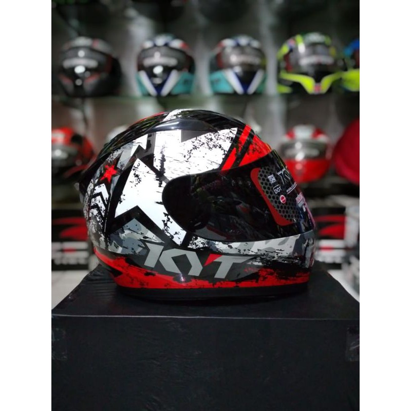 Jual HELM KYT R10#3 BLK/WHITE RED FLUO ORIGINAL KYT SNI DOT | Shopee ...