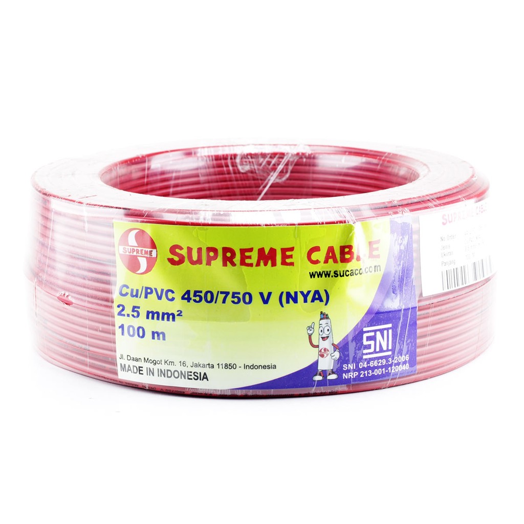 Jual Kabel Listrik Tunggal 2.5mm Supreme NYA Merah (Roll 100M) | Shopee ...