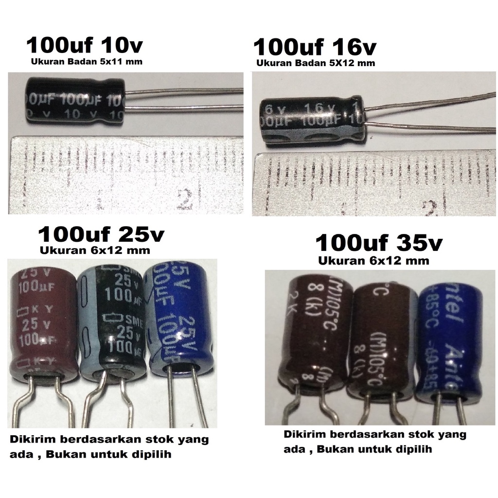 Jual Elco 100uf 10v 16v 25v 35v Electrolytic Capacitor | Shopee Indonesia