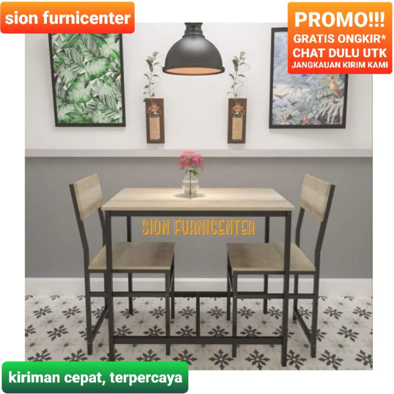 Jual meja cafe set kursi / meja cafe set minimalis / 1 set meja & 2 ...