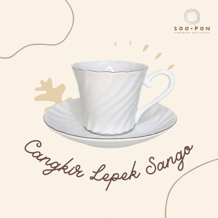 Jual Cangkir Lepek Keramik Sango Putih Lis Emas Polos List | Shopee ...
