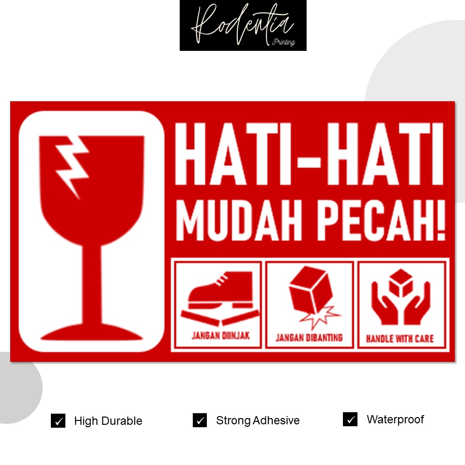 Jual Sticker Fragile Ukuran 30 x 18 cm Untuk Stiker Pengemasan Barang ...