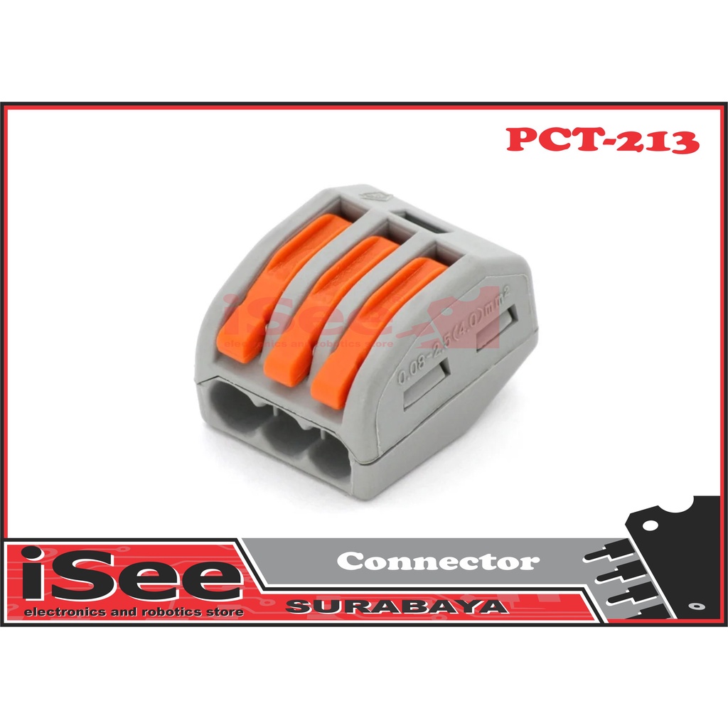 Jual PCT-213 Quick Connect Terminal Block Clamp 3 jalur kabel cable ...