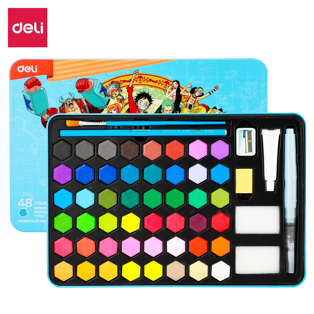 Jual Deli Watercolor Painting / Set Cat Air Padat One Piece Gratis ...