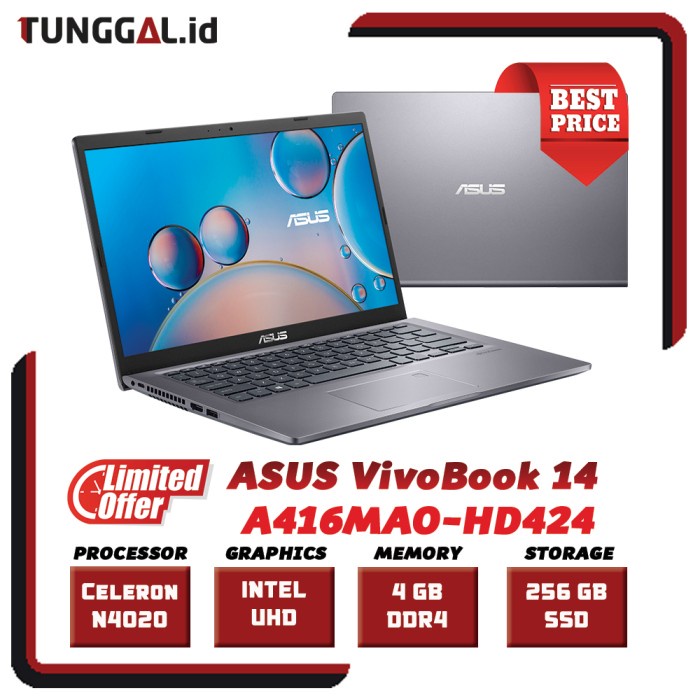 Jual ASUS VivoBook 14 A416MAO HD424 Celeron N4020 4GB 256GB 14HD W11 ...