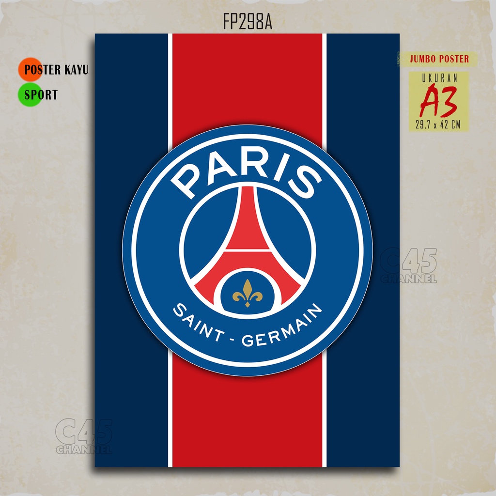 Jual Poster Kayu Logo PSG FC Sepakbola Klub Paris Saint Germain Hiasan ...