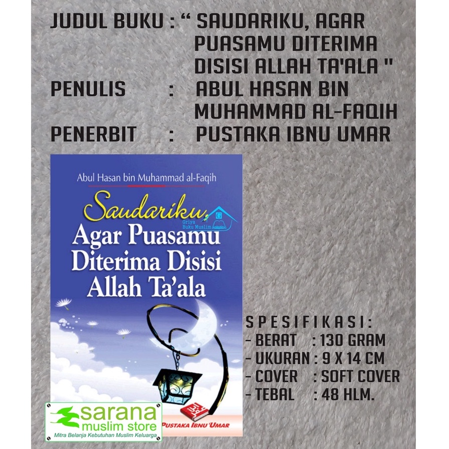 Jual BUKU SAUDARIKU, AGAR PUASAMU DITERIMA DISISI ALLAH TA'ALA | Shopee ...