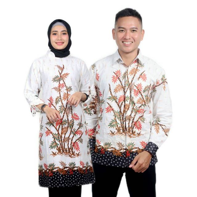 Jual Couple Batik Bambu Kombinasi Putih Hitam, Couple Pekalongan ...