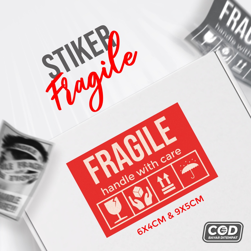 Jual Stiker Label Fragile Untuk Barang Mudah Pecah Belah Tinggal Tempel ...