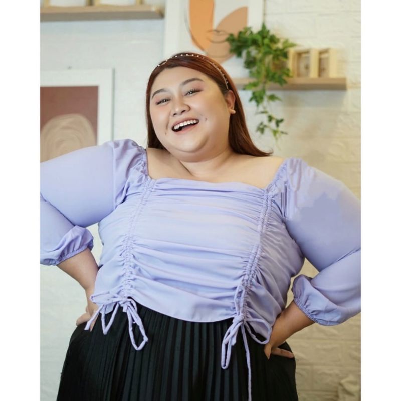 Jual BAJU SABRINA WANITA BIG SIZE Mabele BAJU SABRINA WANITA JUMBO KOREAN BLOUSE CROP TOP TALI ...