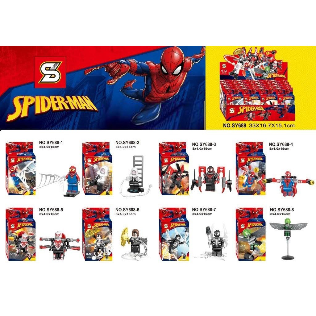 Jual Brick Lego SY688 Marvel Spiderman Homecoming Minifigure Set 8 ...