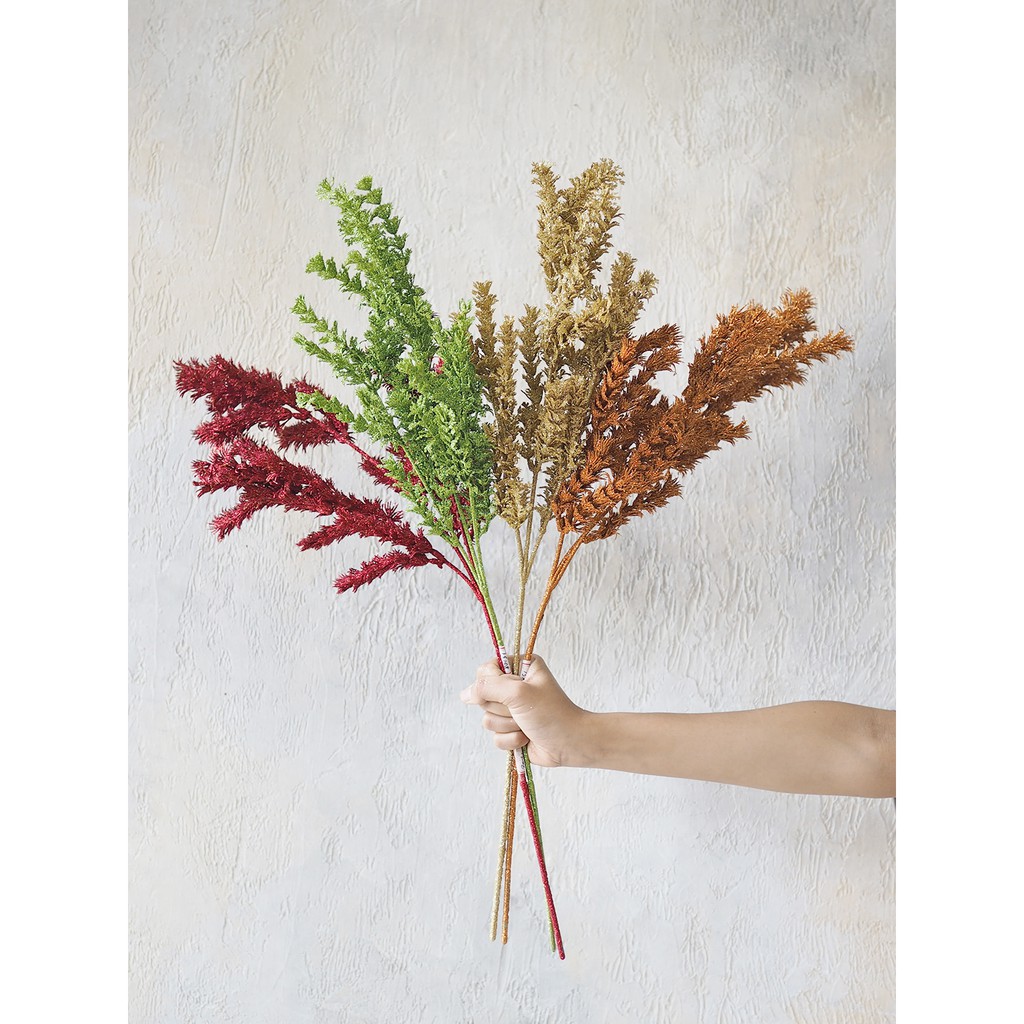 Jual Daun Artificial Rumput Glitter Natal Tangkai Panjang (80131 ...