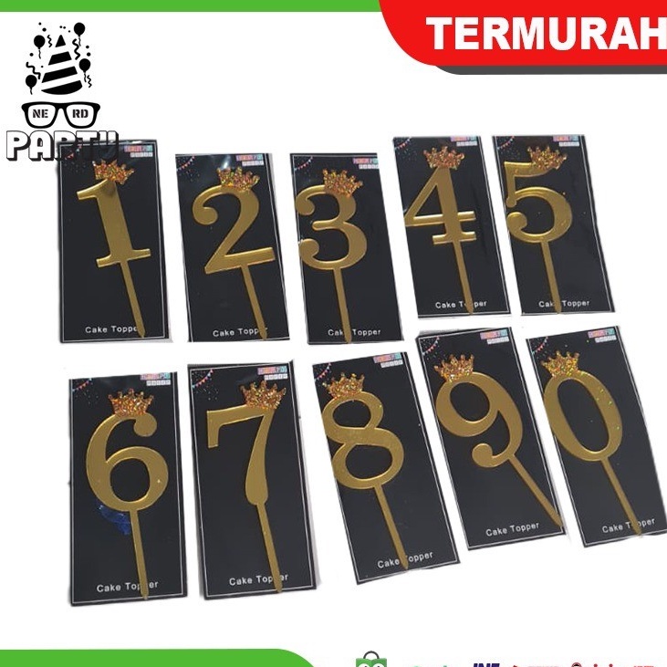 Jual Cake Topper Angka (0 - 9) / Tusukan Kue Ulang / Hiasan Kue ...