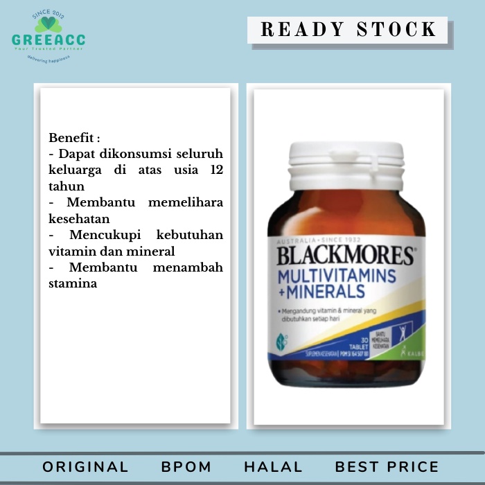 Jual BLACKMORES Multivitamin+Mineral 30 kapsul Multivitamins Minerals BPOM | Shopee Indonesia