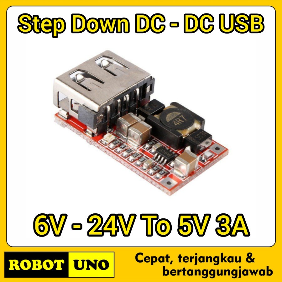 Jual Step Down DC to DC USB Charger Voltage Step Down 6-24V to 5V 3A ...