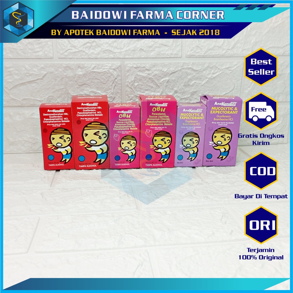 Jual ANAKONIDIN SYRUP/OBH/MUCOLYTIC EXPECTORANT - ALL VARIANT 30 ML DAN ...