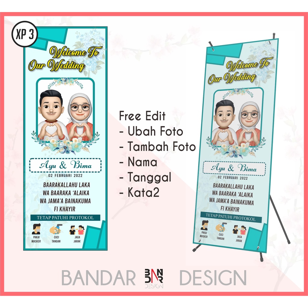 Jual Standing Banner Cetak X Banner Pernikahan Wedding/Wisuda/Kelulusan ...
