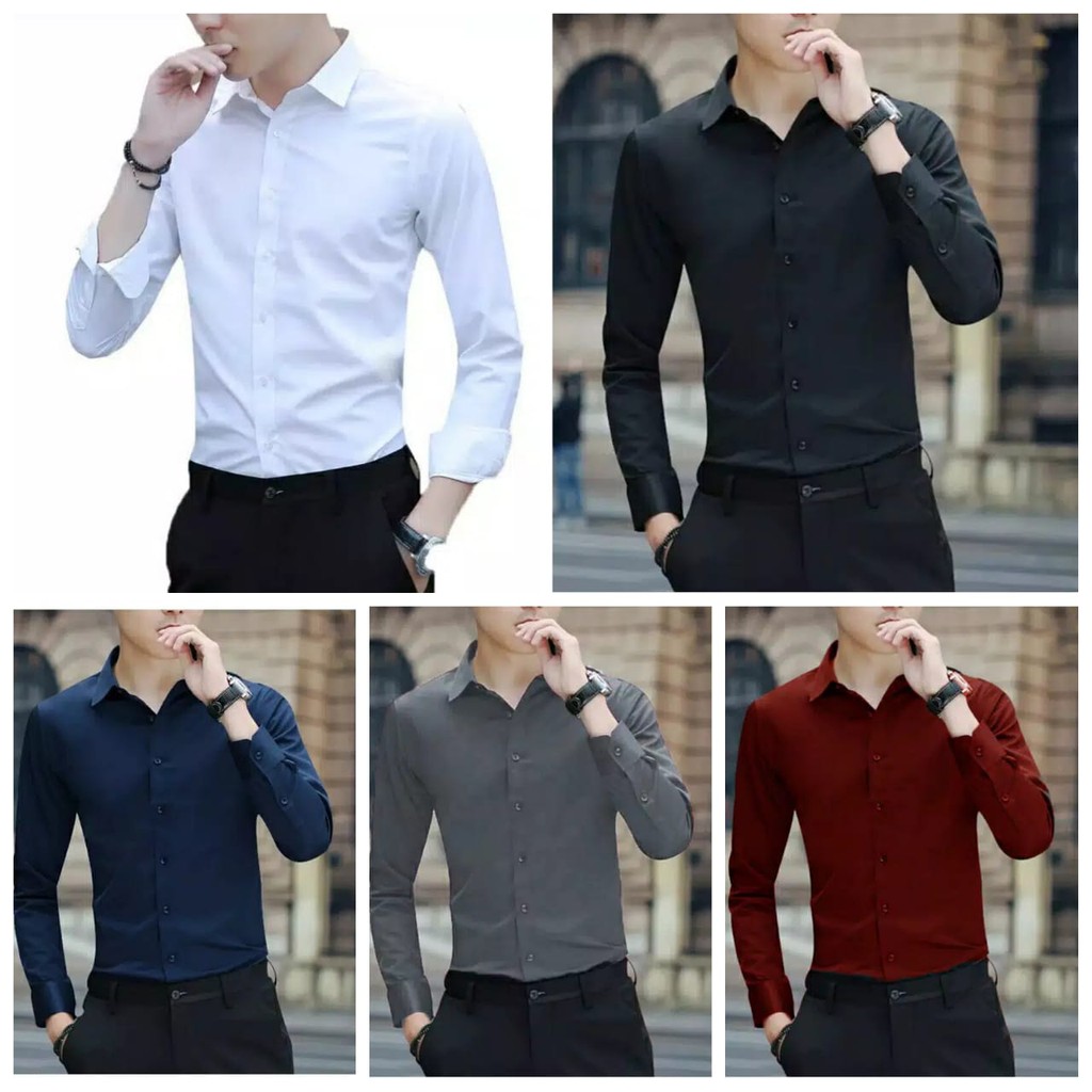 Jual HEM POLOS PRIA 4 UKURAN 5 WARNA/KEMEJA FORMAL LENGAN PANJANG/HEM ...