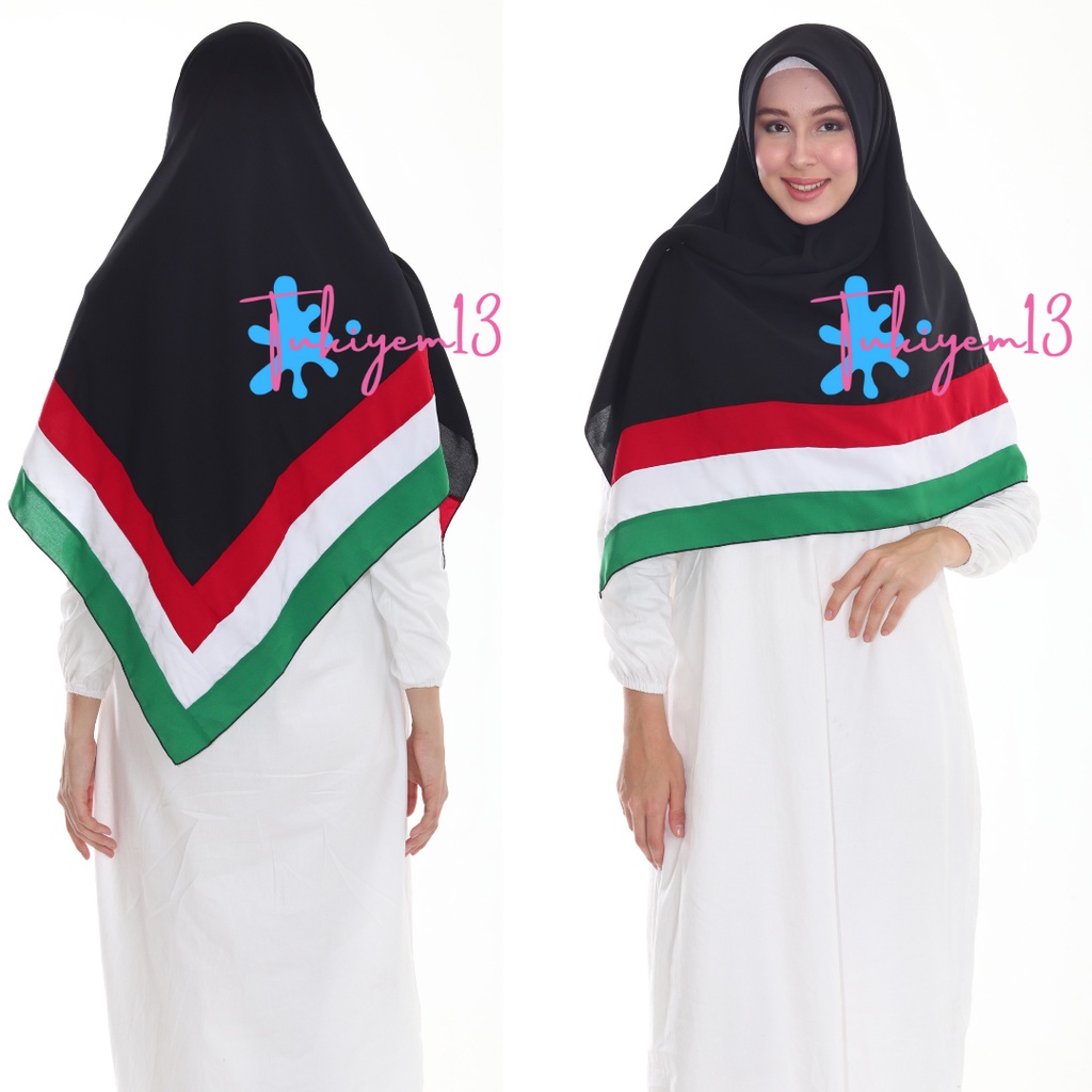 Jual Kerudung Segiempat Jumbo Palestina Palestine 2 Sisi Big Size Hijab ...