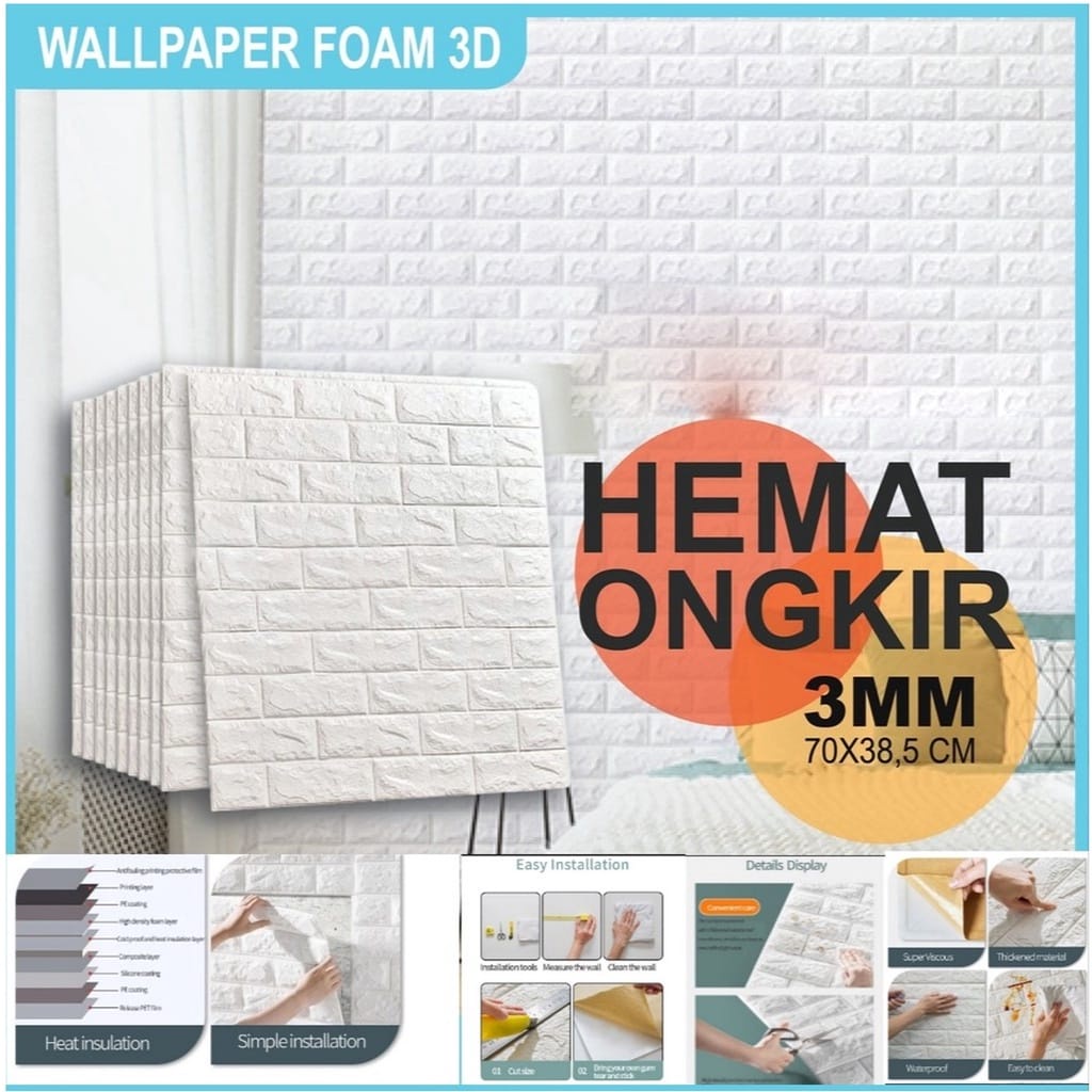 Jual Wallpaper Dinding 3D Embossed 70 x 38 Modern Foam Timbul Motif ...