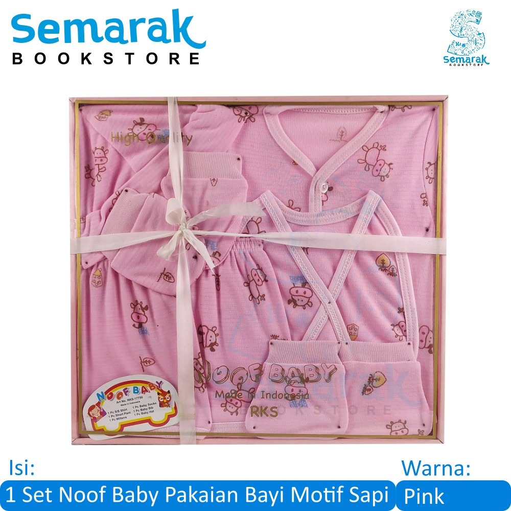 Jual Noof Baby Set Pakaian Bayi Motif Sapi - Pink | Shopee Indonesia
