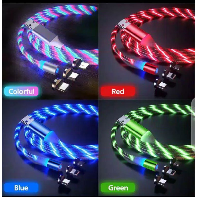 Jual KABEL DATA MAGNETIC 3 IN 1 led cable Charger micro/type c ...