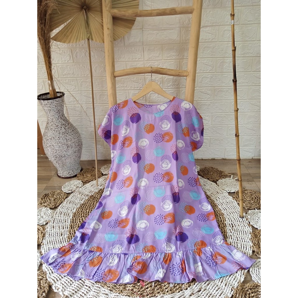 Jual daster ruffle motif/daster viral kekinian/daster katun rayon motif ...