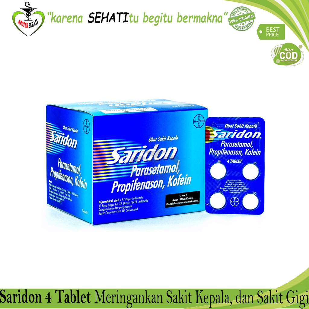 Jual Bayer Saridon Tablet Meredakan Sakit Kepala Sakit Gigi | Shopee ...