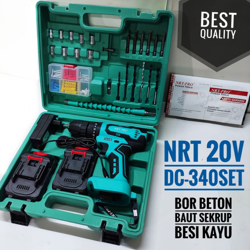 Jual Bor baterai NRT PRO 20V Dc340 set koper mesin bor beton besi kayu ...