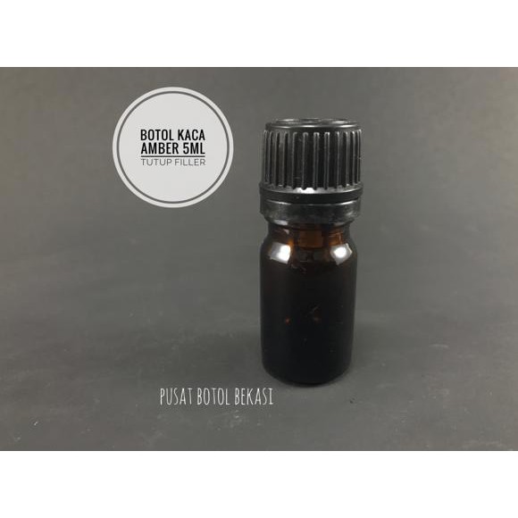 Jual BOTOL KACA AMBER 5ML COKLAT - TUTUP FILLER | Shopee Indonesia