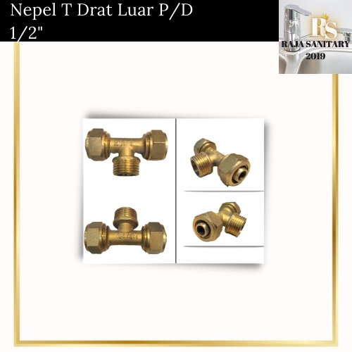 Jual Nepel Tee kuningan Drat Luar 1/2 inch | Sambungan Selang Air Panas ...