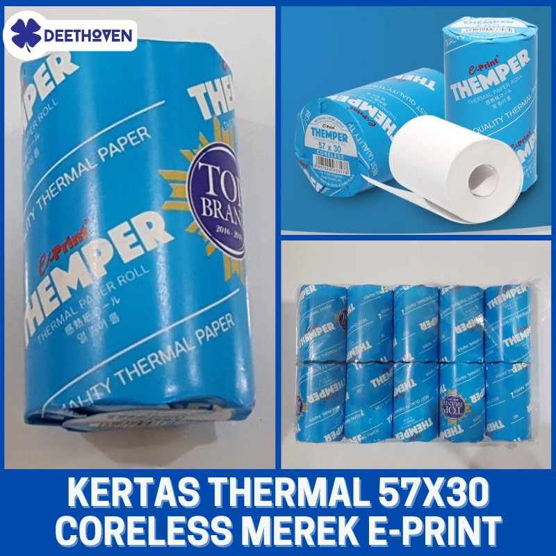 Jual KERTAS TERMAL THERMAL PAPER 57x30 CORELESS merek E-PRINT | Shopee ...