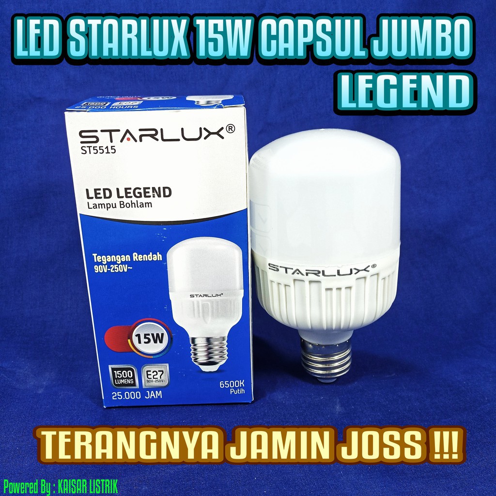 Jual Lampu LED 15W STARLUX LEGEND PREMIUM CAPSULE PUTIH SUPER TERANG Bohlam 15 watt KAPSUL ...