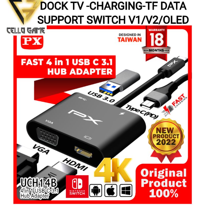 Jual TV HDMI DOCKING NINTENDO SWITCH Type C 3.1 to HDMI VGA USB Hub Converter Adapter 4 in 1 4K ...