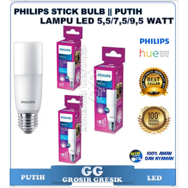 Jual LAMPU LED STICK PHILIPS 5,5/7,5/9,5W PUTIH (HARGA GROSIR) | Shopee ...