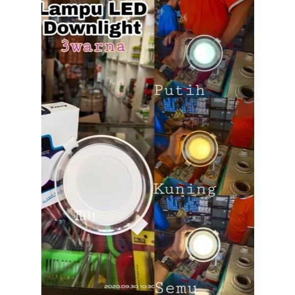 Jual lampu downlight/ lampu plafon 6 watt 3 warna | Shopee Indonesia